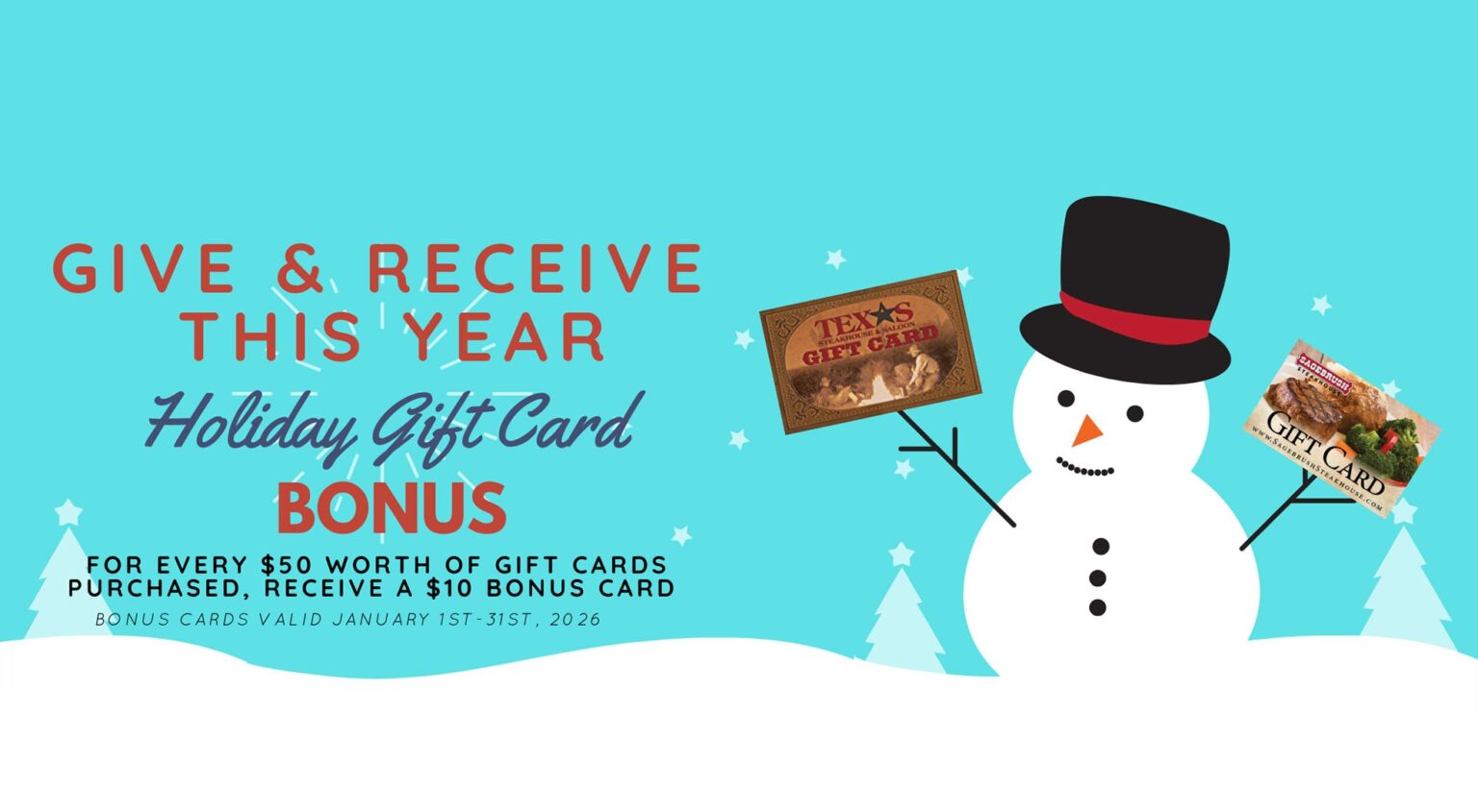 Gift Cards - Texas Steakhouse & Saloon | Sagebrush Steakhouse